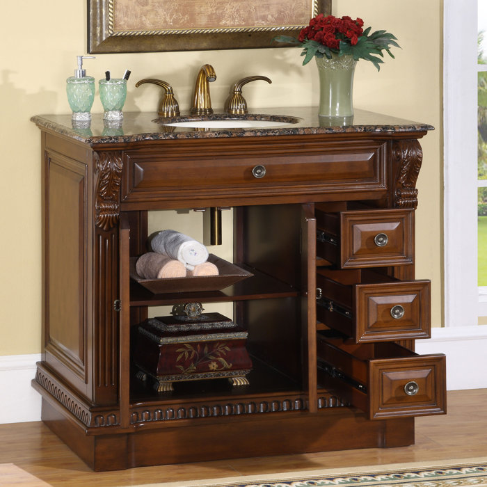 Astoria Grand Talbert 38'' Free-standing Single Bathroom Vanity with Granite Vanity Top ...